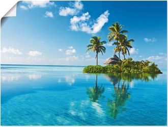 Artland Wanddeko Poster & Kunstdrucke Wandposter Strand Meer Karibik Paradies Insel Palmen Sommer Urlaub T5MX