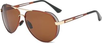 Generic Lunettes De Soleil &Agrave; Monture M&eacute;tallique Large For Hommes Et Femmes, Verres Polaris&eacute;s, Id&eacute;ales For Les Vacances Et La Conduite.(Brown)