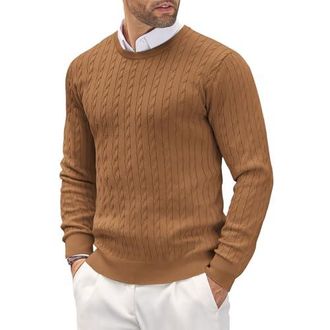 Generic Pull pour homme &agrave; col rond en tricot UK, pull en tricot &agrave; manches longues avec motif en c&acirc;ble, pull daffaires pour bureau, doux et confortable, tricot