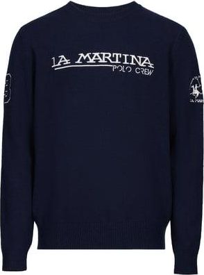 La Martina Pullover mit Rundhalsausschnitt und Logo in Blau