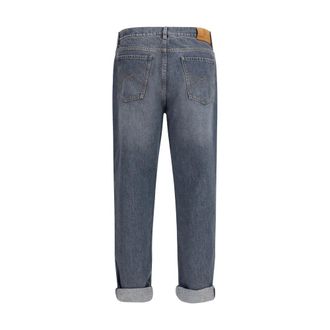 Brunello Cucinelli Mens Gray Cotton Straight-Leg Jeans Clothing