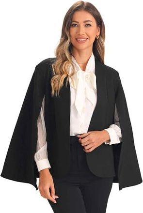 Allegra K Blazer daffaires Femme à Manches Cape Ouverte sur Le Devant Veste Cape pour Mariage Costume de Bureau Noir S