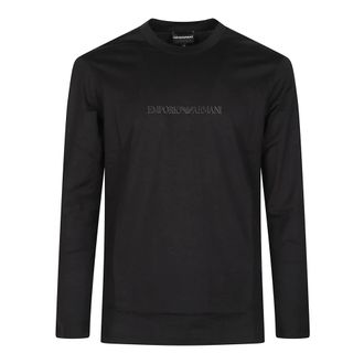 Emporio Armani Homme, Tops, Noir, Taille: M T-shirt &agrave; manches longues coupe ajust&eacute;e avec imprim&eacute; logo