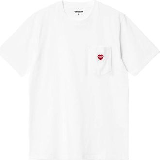 Carhartt Work in Progress Homme, Tops, Blanc, Taille: M S/S Pocket Heart T-shirt