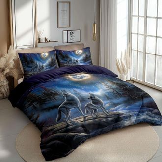 Generic Bettwäsche Set Fantasie Zauberwald Thema Bettbezug, Tiefes Lila Microfaser Bettwäsche-Set für Kinder Teens Mädchen Zimmer Dekor, 135 x 200 cm Bettbezu