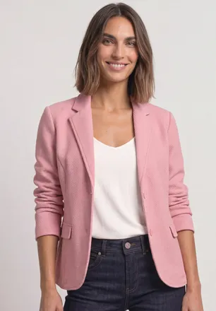 Street One Kurzblazer STREET ONE, Damen, Gr. 34, rosa (vintage blush), Stoff, 70% Polyester, 27% Viskose, 3% Elasthan, unifarben, normal normal, V-Ausschnitt, ab