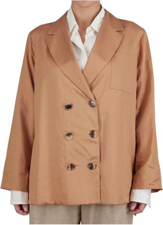 Kiton Femme, Vestes, Brun, Taille: 38 FR Blazer Crois&eacute; Uni