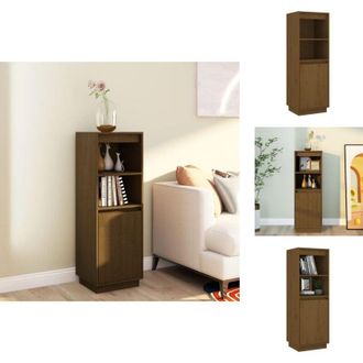 vidaXL Highboard Honigbraun 37x34x110 cm Massivholz Kiefer - Holz Sideboard - Kiefernholzmöbel - Wohnzimmermöbel - Regal - Aufbewahrung