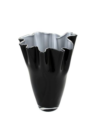 Signature Home Collection Glasvase Silber schwarz Blumenvase mundgeblasen 21 x 21 x 30 cm
