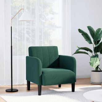 vidaXL vidaXL Fauteuil avec accoudoirs vert foncé 54 cm velours