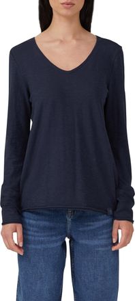 s.Oliver Jersey-Shirt mit V-Ausschnitt und Rollsaum