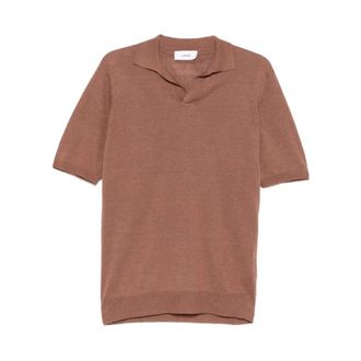 Lardini Gestricktes leinen-baumwollenes buttonless Poloshirt - - Tops - Herren - Braun - L