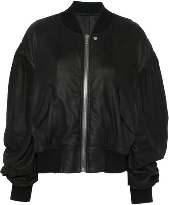 Rick Owens Leder-Bomberjacke mit Rei&szlig;verschluss - - Jackets - Damen - Schwarzk - S