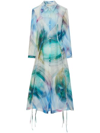 Tory Burch robe en soie mélangée - Bleu