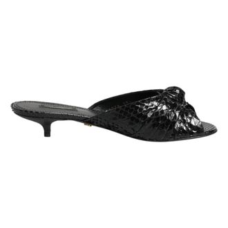 Dolce & Gabbana Schwarze Ledersandalen mit Abs&auml;tzen - - Shoes - Damen - Schwarzk - 37 1/2 EU