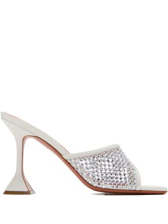 Amina Muaddi Sandalen mit Strass 95mm - Wei&szlig;