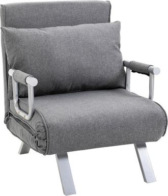 HOMCOM Homcom - Fauteuil chauffeuse canap&eacute;-lit convertible 1 place d&eacute;houssable grand confort coussin pieds accoudoirs m&eacute;tal su&egrave;de noir