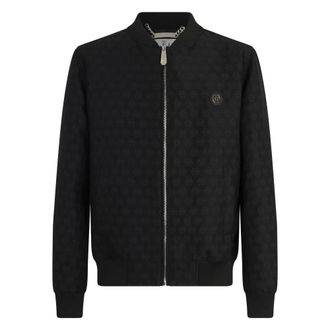 Philipp Plein Homme, Vestes, Noir, Taille: 2XL Bomber Jacket Jacquard Monogram