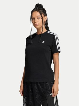 adidas T-Shirt Lace 3 Stripes LG4263 Schwarz Regular Fit