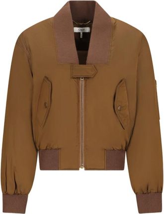 Chlo&eacute; Femme, Vestes, Brun, Taille: 36 FR Nylon Bomber Jacket
