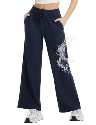 Baleaf Pantalon imperm&eacute;able pour femme avec grandes poches - Leggings &eacute;vas&eacute;s pour l&eacute;t&eacute;, entra&icirc;nement et voyage, bleu marine, XL