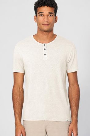 Hempage Hempage Herren vegan T-Shirt Henley Solid Off White