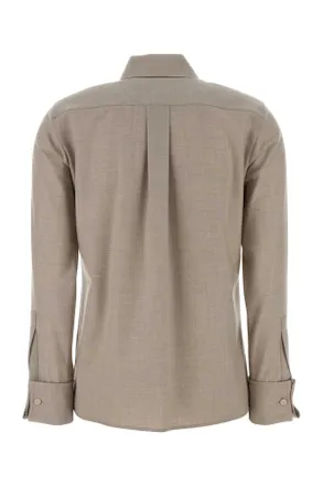 Max Mara Womens Dove Grey Stretch Cashmere Tebaide Shirt Sabbia Exterior: Elastane Camicie