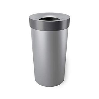 Umbra Vento Open Top 16.5-Gallon Kitchen Trash Large, Garbage Can for Indoor, Outdoor or Commercial Use, 16.5 Gallon, Grey/Steel, Kunststoff, 2.3
