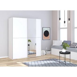 Loftscape home24 Schwebetürenschrank Stykes III 150 x 191 x 61cm Weiß