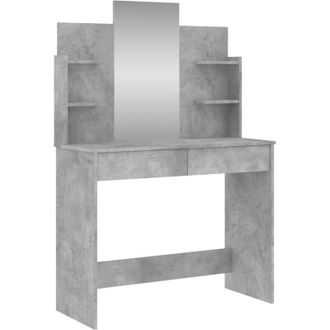 vidaXL Coiffeuse avec miroir gris b&eacute;ton 96x39x142 cm Vidaxl 843560