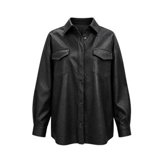 A Paper Kid Chemise Oversize Effet Cuir - Femme - Blouses et Chemises - Noir - Taille: 38 FR