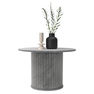 ML Design ML-Design Couchtisch rund &Oslash;60 x 40 cm, Beton-Optik, Grau, Wohnzimmertisch mit &uuml;berstehender Tischplatte, Beistelltisch ideal f&uuml;r Wohnzimmer, Kaffeetis