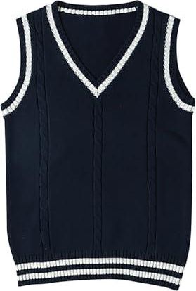 Generic Pull pour femme - D&eacute;contract&eacute; - Col en V - Couleur : Collision - Sans manches - Petit pull pour femme, bleu, XXL