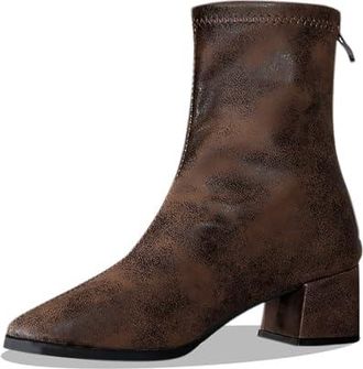 Generic Bottes dhiver en cuir de couleur unie pour femme, grande taille, semelle à crampons, facile à nettoyer, semelle à crampons, pour la marche en ville pa