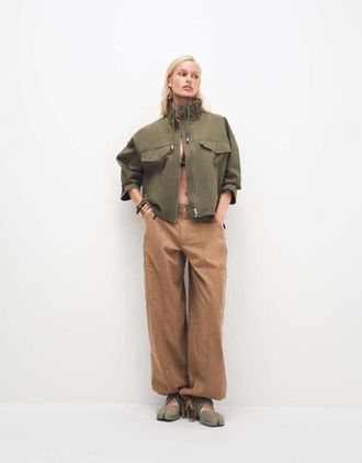 Asos Pantalon casual avec ourlet &eacute;lastique - Taupe-Neutre