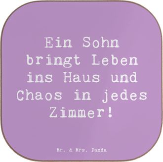 Mr. & Mrs. Panda gläseruntersetzer Spruch Lebhafter Sohn - Geschenk, Abenteuer, Familie, Untersetzer für Gläser, einzigartig, bieruntersetzer, Tassenuntersetzer, Verwa