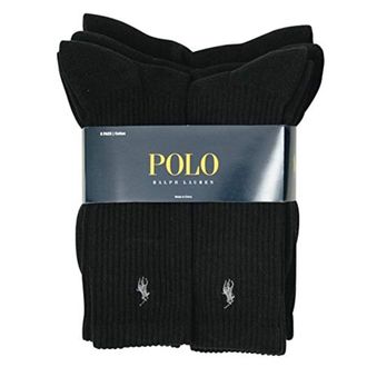 Ralph Lauren Polo Ralph Lauren Klassische gerippte Crew-Socken f&uuml;r Herren - 6er-Pack - Schwarz