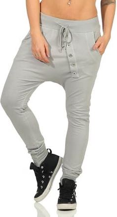 Malito more than fashion Malito Femme Boyfriend Pantalon Bouton Classic Baggy Harem Aladin Yoga 8023 (Gris Clair)