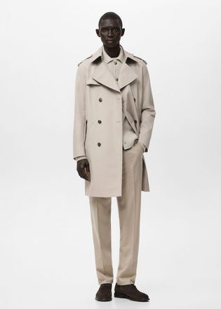 Mango Wasserabweisender Trenchcoat mit G&uuml;rtel beige - Herren - XS - MANGO MAN
