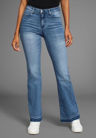 Kangaroos Weite Jeans KANGAROOS, Damen, Gr. 32, N-Gr, blau (blau used), Denim/Jeans, Obermaterial: 76% Baumwolle, 16% Polyester, 7% Viskose, 1% Elasthan, bootcu