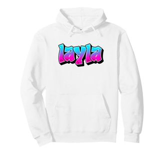 BDAZ Layla Graffiti Personalisierter Name Blau Rosa Frauen M&auml;dchen Pullover Hoodie