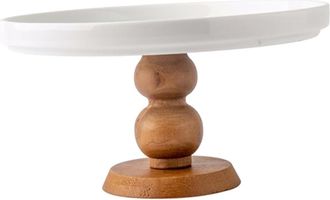 Cabilock Keramik Desserttablett Mit Holzfu&szlig; 17cm Hoch F&uuml;r Pr&auml;sentation Von Kuchen Bei Partys Und Schaufenster Dekoration