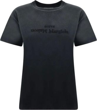 Maison Margiela Femme, Tops, Noir, Taille: 40 FR Reverse Logo T-Shirt