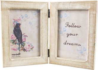 Sass & Belle Bilderrahmen, doppelt, Holz, rustikal, Weiß / Braun