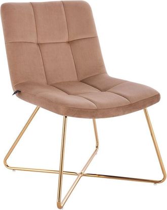 SVITA Lynn Loungesessel Cocktailsessel Clubsessel Polsterstuhl ohne Armlehnen Goldene Beine Samt-Polster Altrosa - Svita