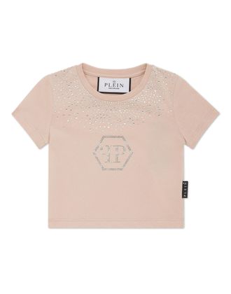 Philipp Plein Cropped T-Shirt Strass Round Neck Ss Hexagon