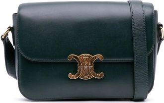 Celine Hobo Bags - Classique Shiny Calfskin Triomphe Crossbody - Gr. unisize - in Gr&uuml;n - f&uuml;r Damen