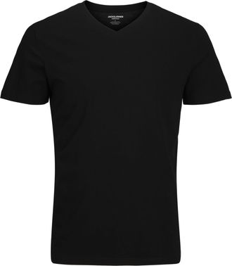 Jack & Jones Herren V-Neck T-Shirt JJEORGANIC Basic - Regular Fit S M L XL XXL, Größe:XXL, Farbe:Black 12156102