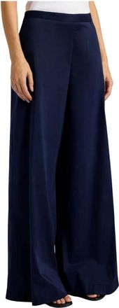 Liviana Conti Femme, Pantalons, Bleu, Taille: 46 FR Pantalon Large en Coton avec Fermeture &Eacute;clair Lat&eacute;rale