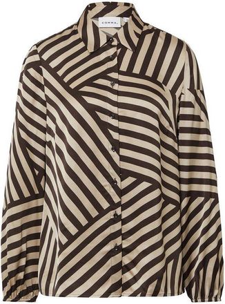 Comma Langarmbluse Bluse Satinierte Hemdbluse mit All-over-Print